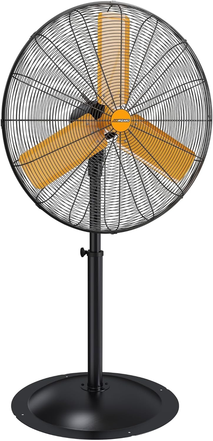 AIRWIZARD 24″ High Velocity Oscillating Industrial Pedestal Fan with 3 ...